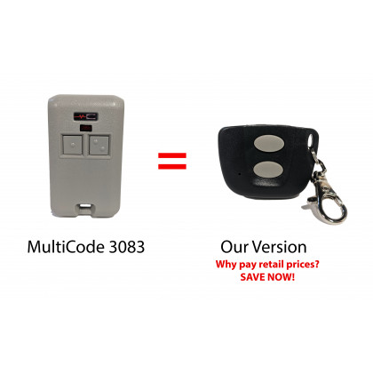 Multi Code 3083 Compatible 300 MHz 2 Button Mini Key Chain Garage Door ...